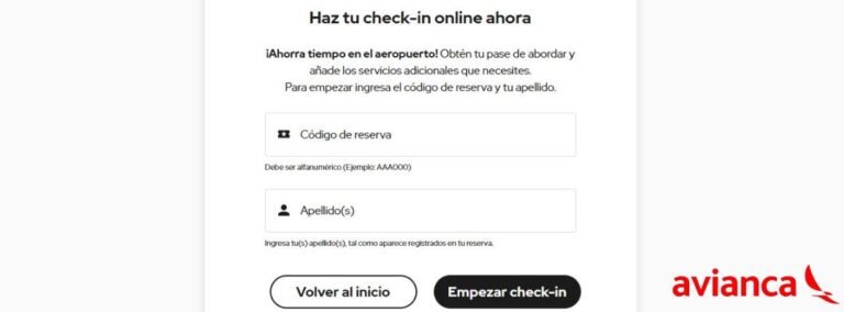 Web Check-in de Avianca